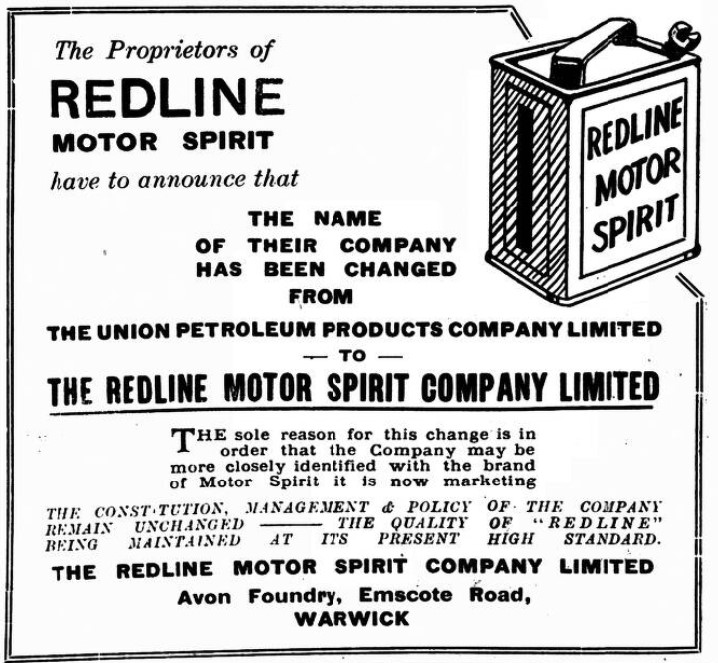 Redline Motor Spirit Co – Warwick | Motoring History of Leamington Spa ...